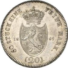 20 Kreuzer of Frederick Augustus - Silver coins | Nassau