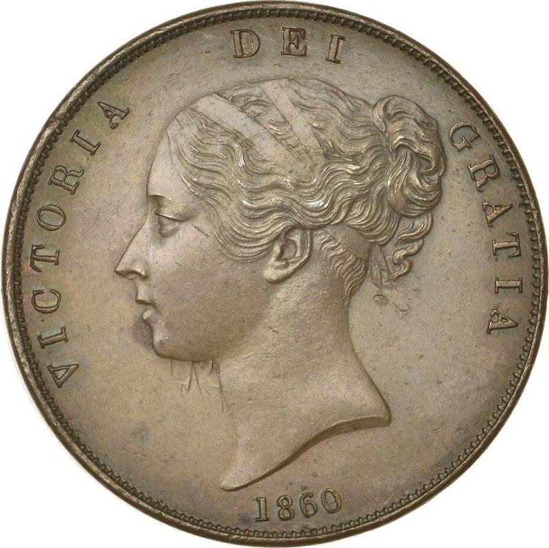 Penny 1860 "Type 1839-1860" - Coin Value - United Kingdom, Victoria